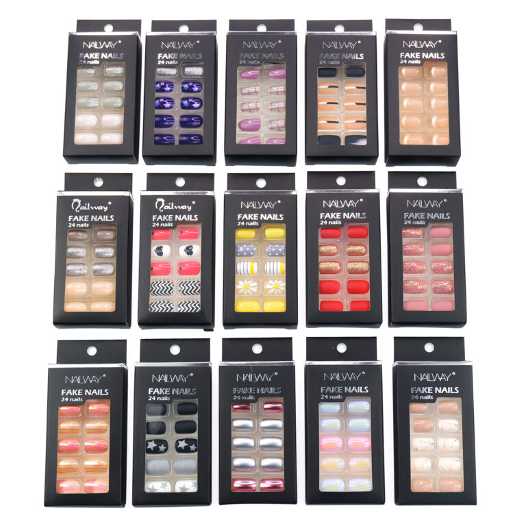 Customized Multiple Design 24 Pcs Short Square Fake Nails Artificial ...
